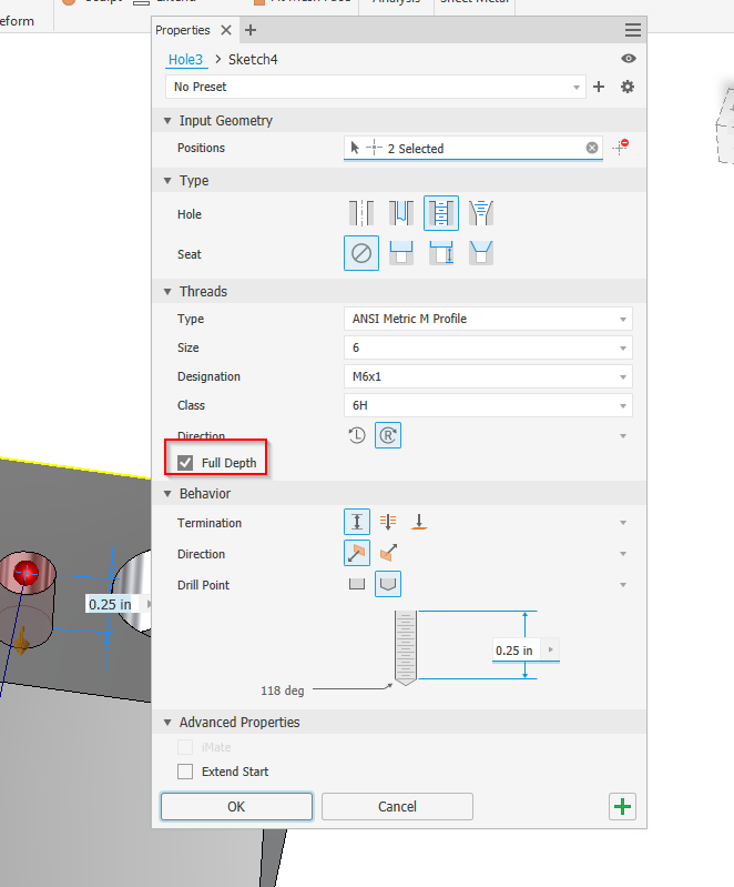Interference Analysis, "full depth" threaded holes not showing proper results - Autodesk Community