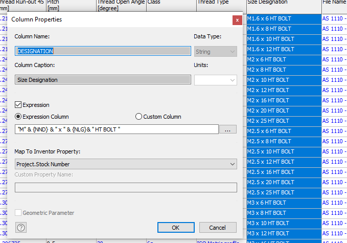 Solved: size designation in content center - Autodesk Community
