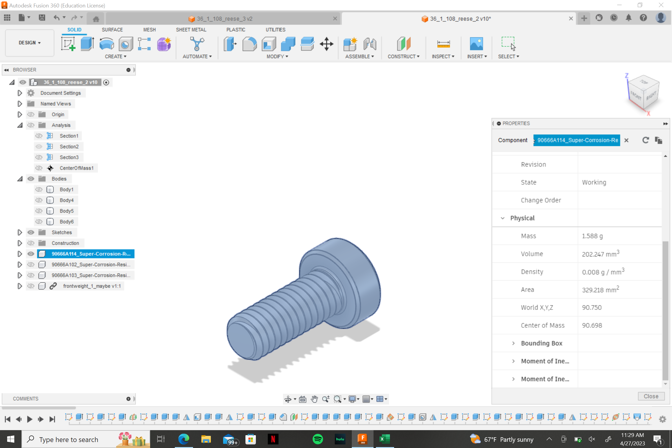 Solved: Fusion no longer displays center of mass in properties. how to fix? - Autodesk Community