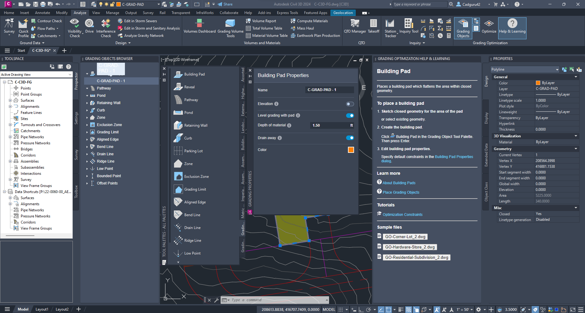 Getting C3D 2024 Grading Optimization Not Easy - Autodesk Community