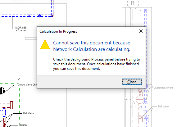 Cannot perform save this document command because background calculations are in progress ...