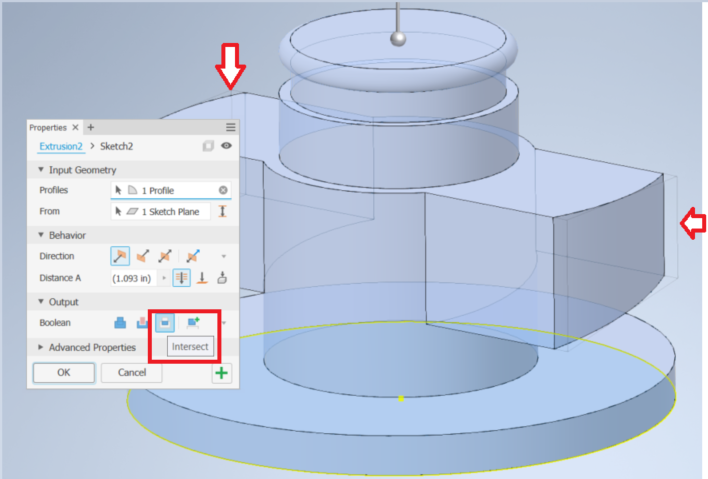 Solved: Inventor 2024: How to extrude a boss from the curved surface of a cylinder so that the ...