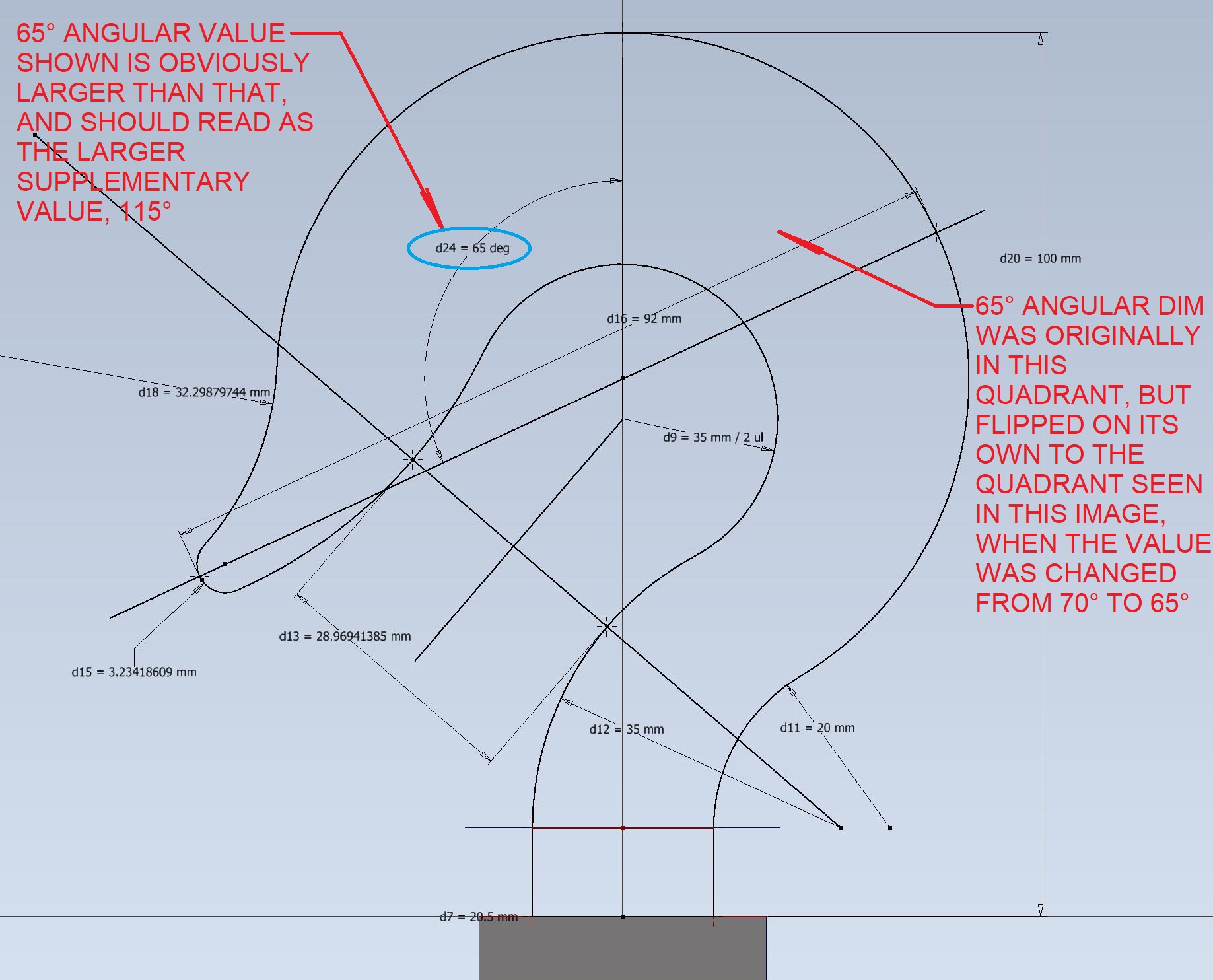 Make angular dimensions in feature sketches stop flipping erroneously ...