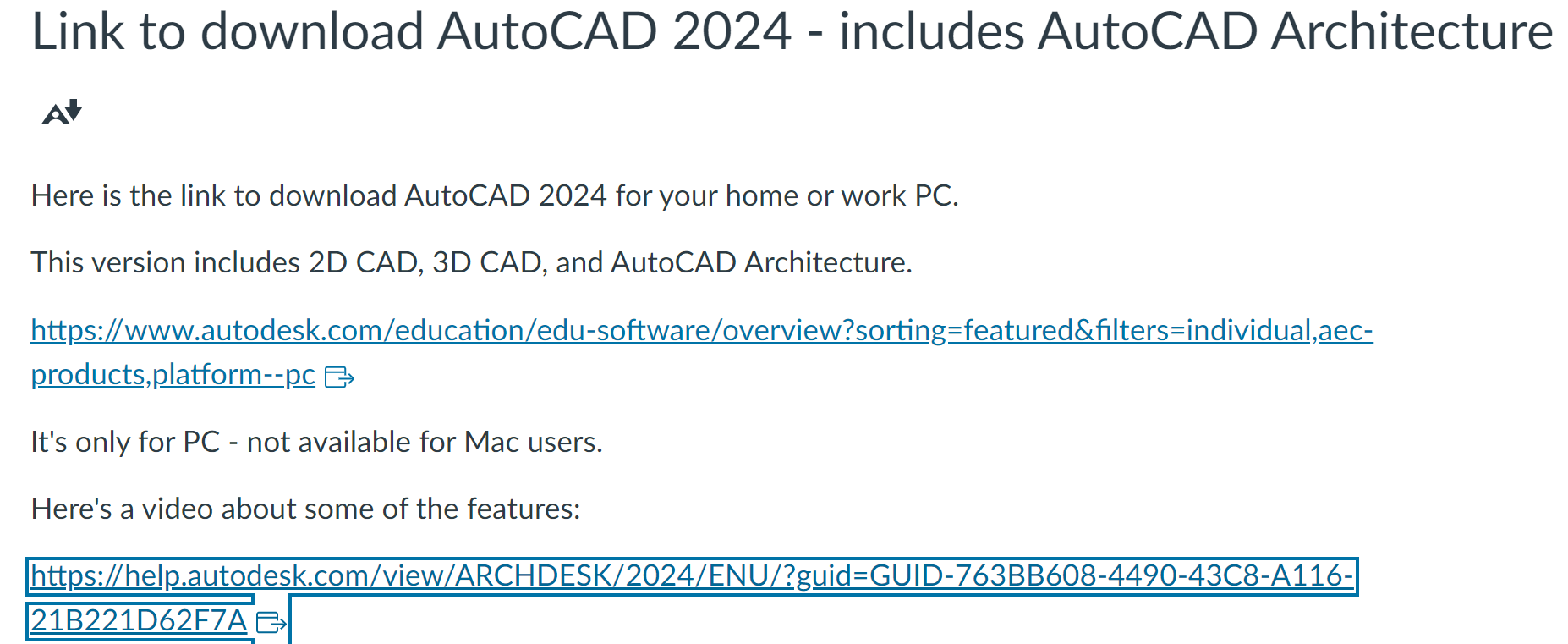 Solved: EDU License AutoCAD 2024 Missing Architecture build panel - Autodesk Community