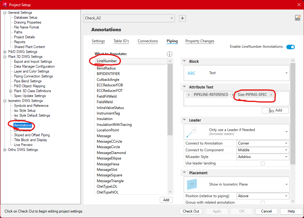 Solved Size And Spec Getting Added In Line Number Annotation In Isometrics In Autocad Plant 3d