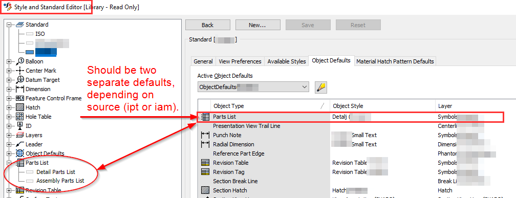 Default Parts Lists formats should be different for Parts and ...