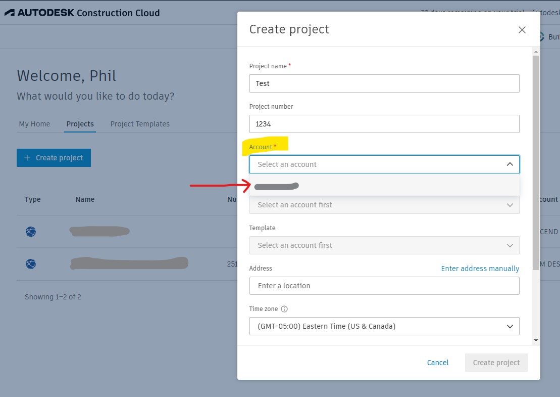Solved: Create New Project Under My Account - Autodesk Community