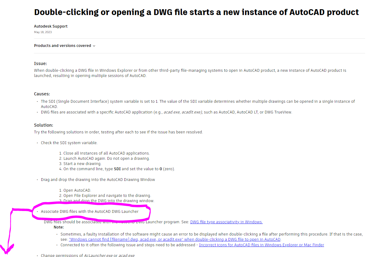 Solved: When i have autocad LT 24 open with a dwg file when i double click to open another file ...