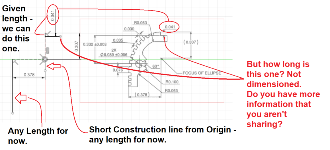 How to find the the dimensions of an ellipse from this Drawing ...