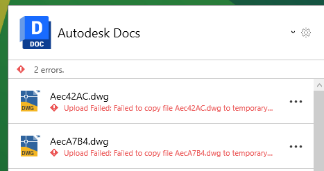 Desktop Connector 16 - Failed to upload to temporary folder - Autodesk Community