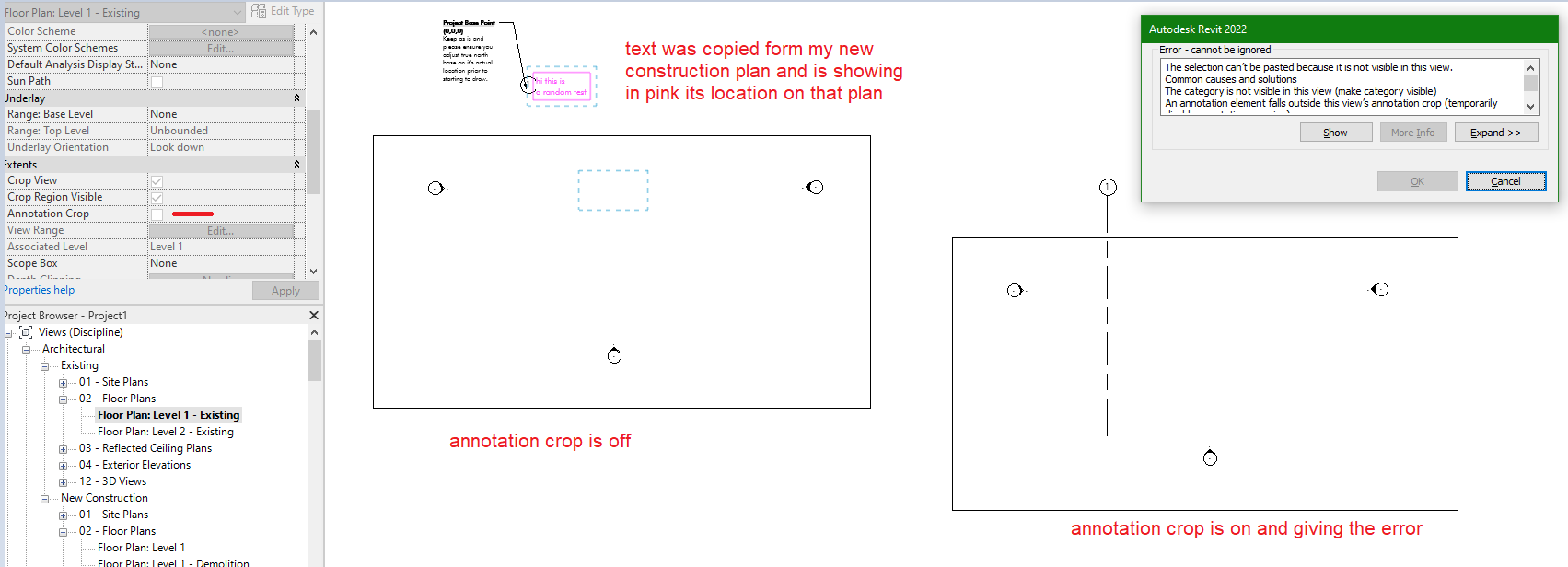 Solved: The selection can’t be pasted because it is not visible in this view. - Autodesk Community