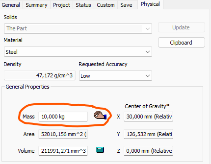 Solved: Changing Mass Value by hand with an input box - Autodesk Community