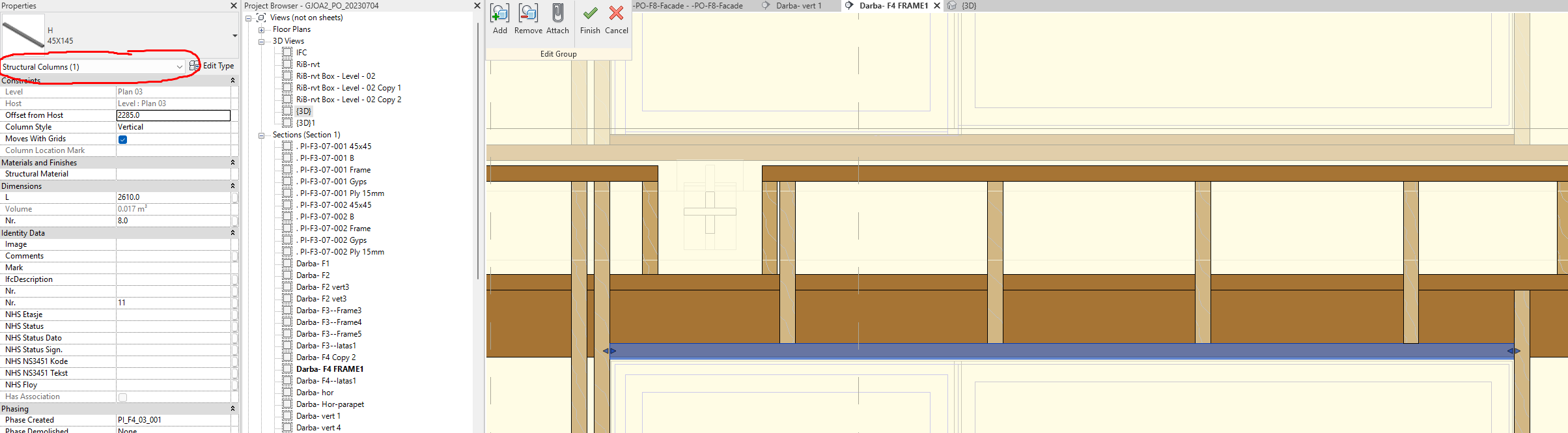 Tag all not tagged not working on horizontal structural columns but ...