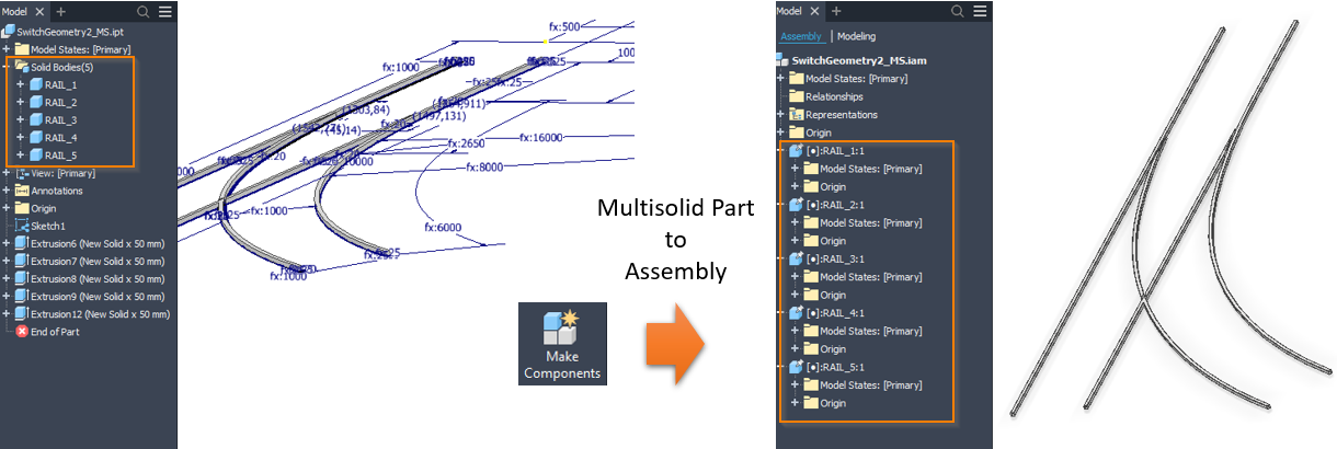 How to use the geometry in one part in another part to cut out a piece to make the third part ...