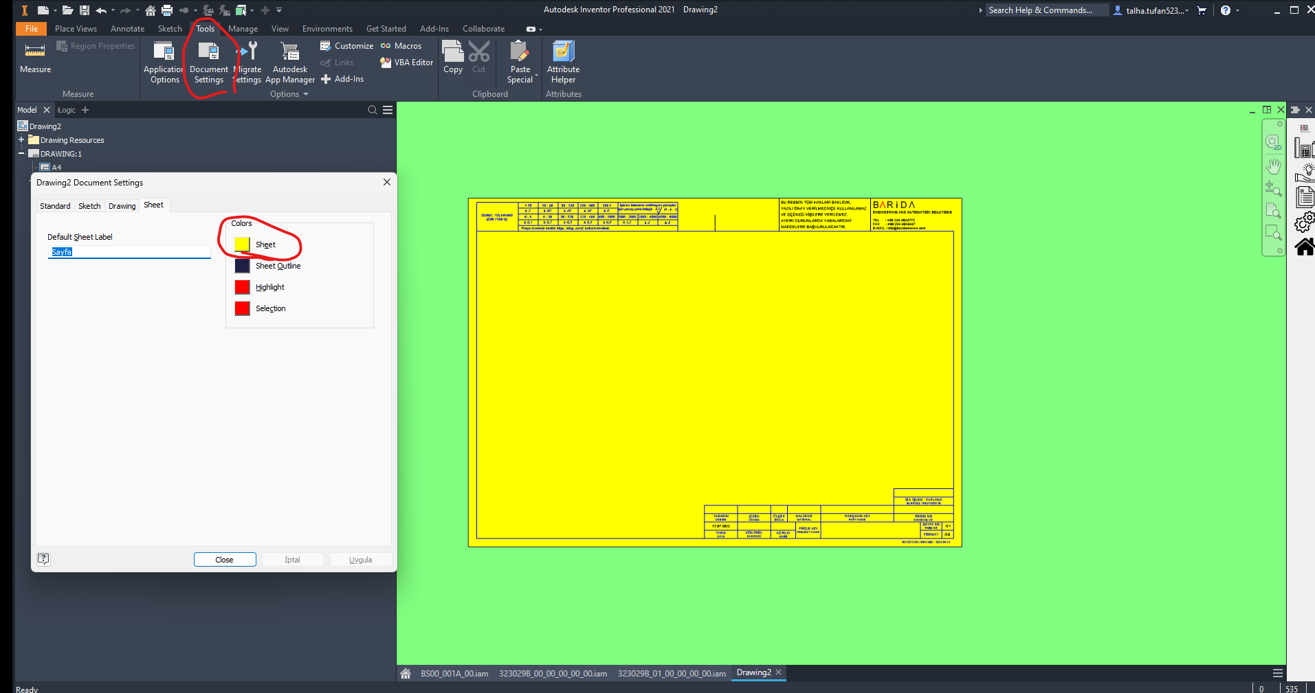Çözüldü: Inventor - Drawing layout'unu arka plan rengini değiştirmek ...