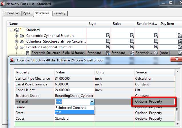 Structure properties - drop down menu missing!? - Autodesk Community