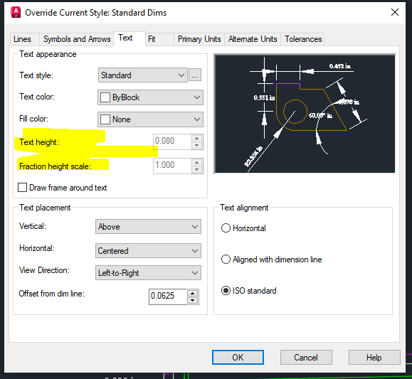 Text Height of Dimension Will Not Change when setting Properties - Autodesk Community