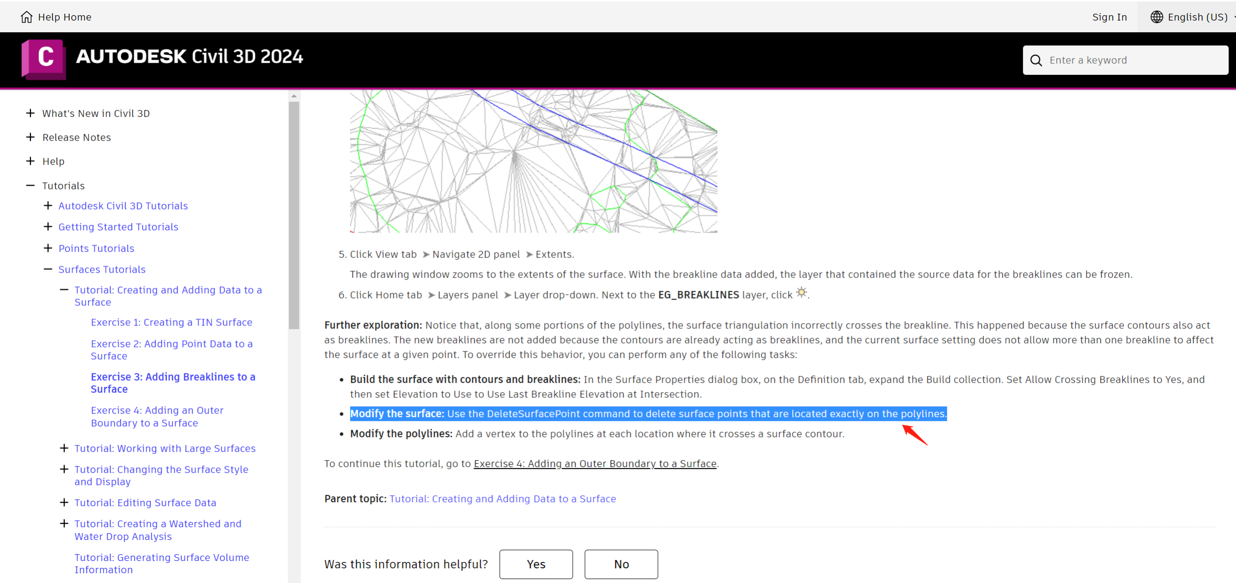 Use the DeleteSurfacePoint command to delete surface points that are ...