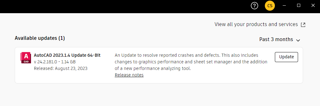 I didn't install autocad 2023. But Autodesk Acess says to update 2023.1 ...