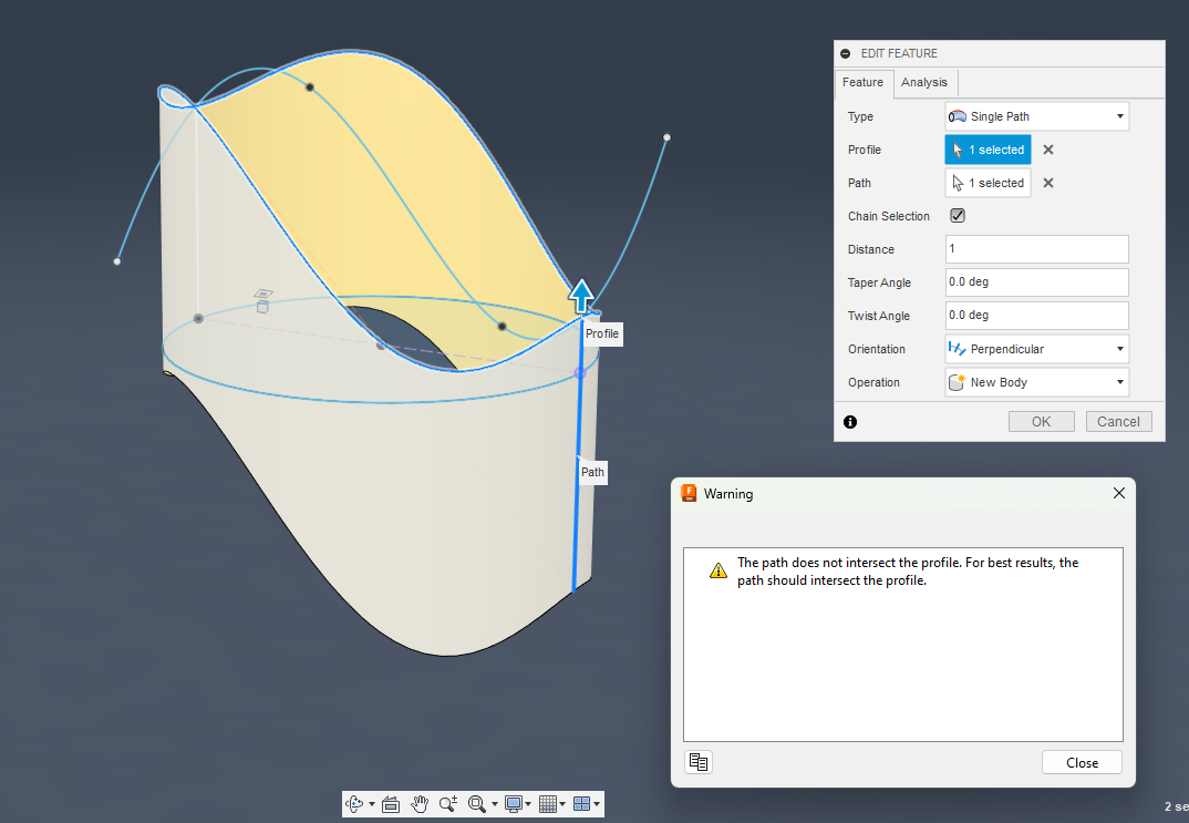 Surface Sweep goes in unclear direction, or two directions. - Autodesk Community