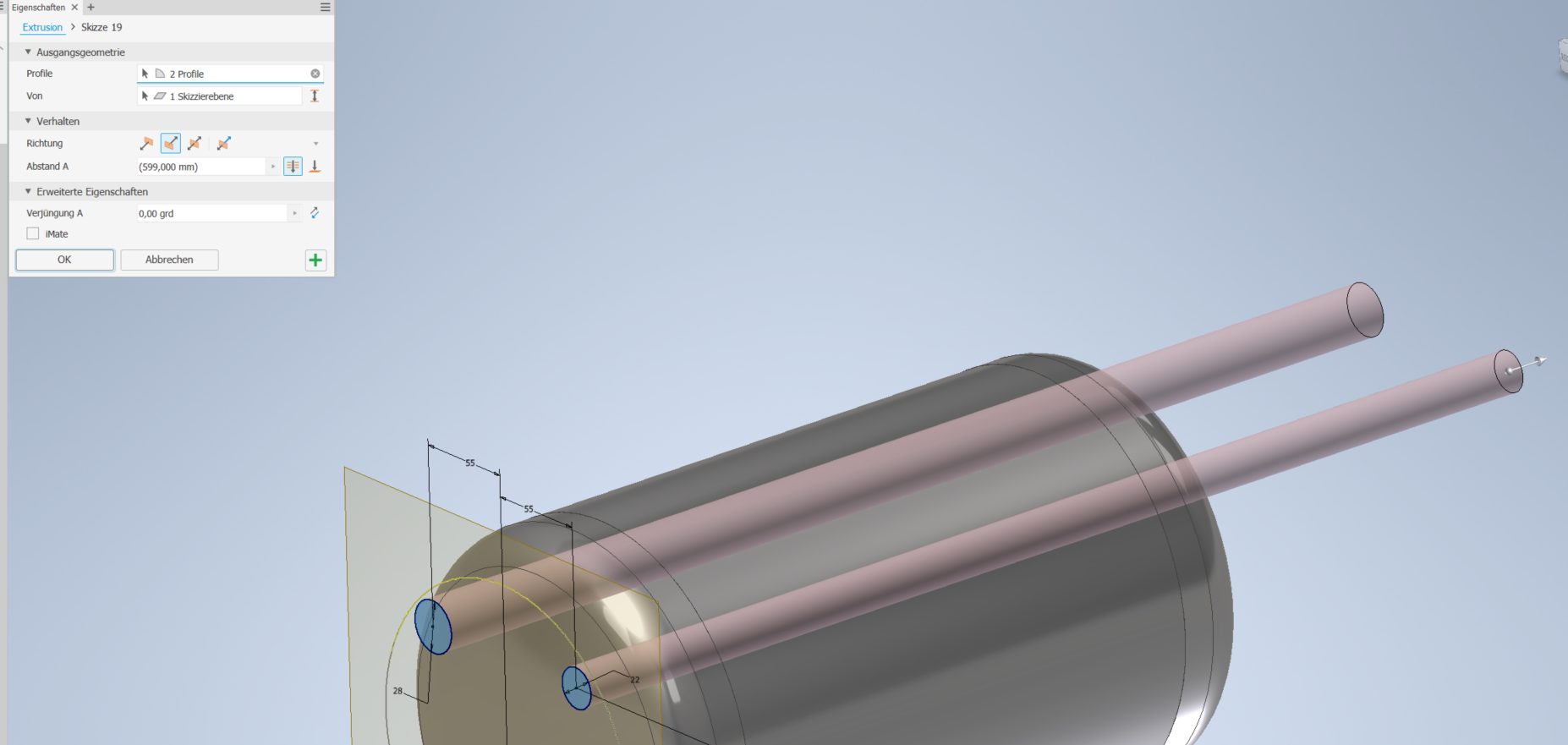 Gelöst: Negative Extrusion in Schweißbaugruppe, Auswahl der ...