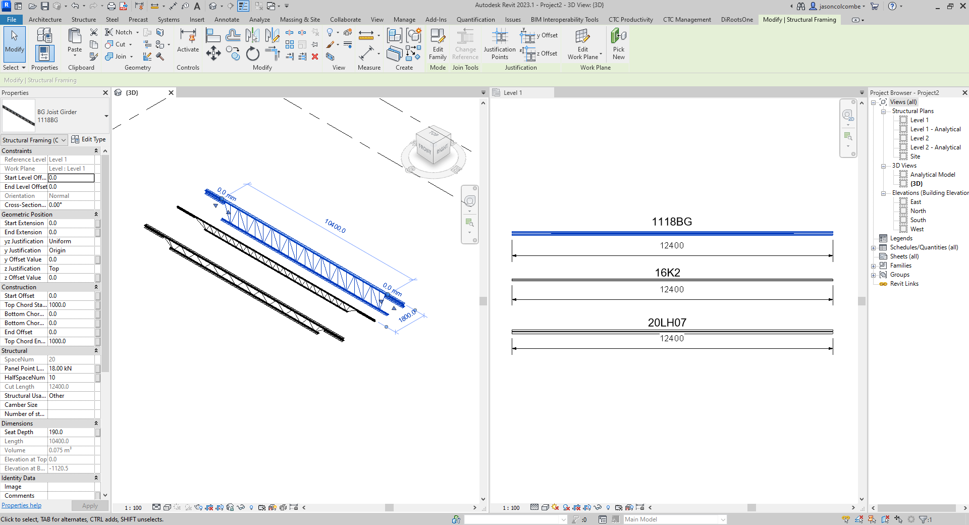 Solved: Steel Joist Top Chord cantilever extension. (Doesn't show plan view linework ...
