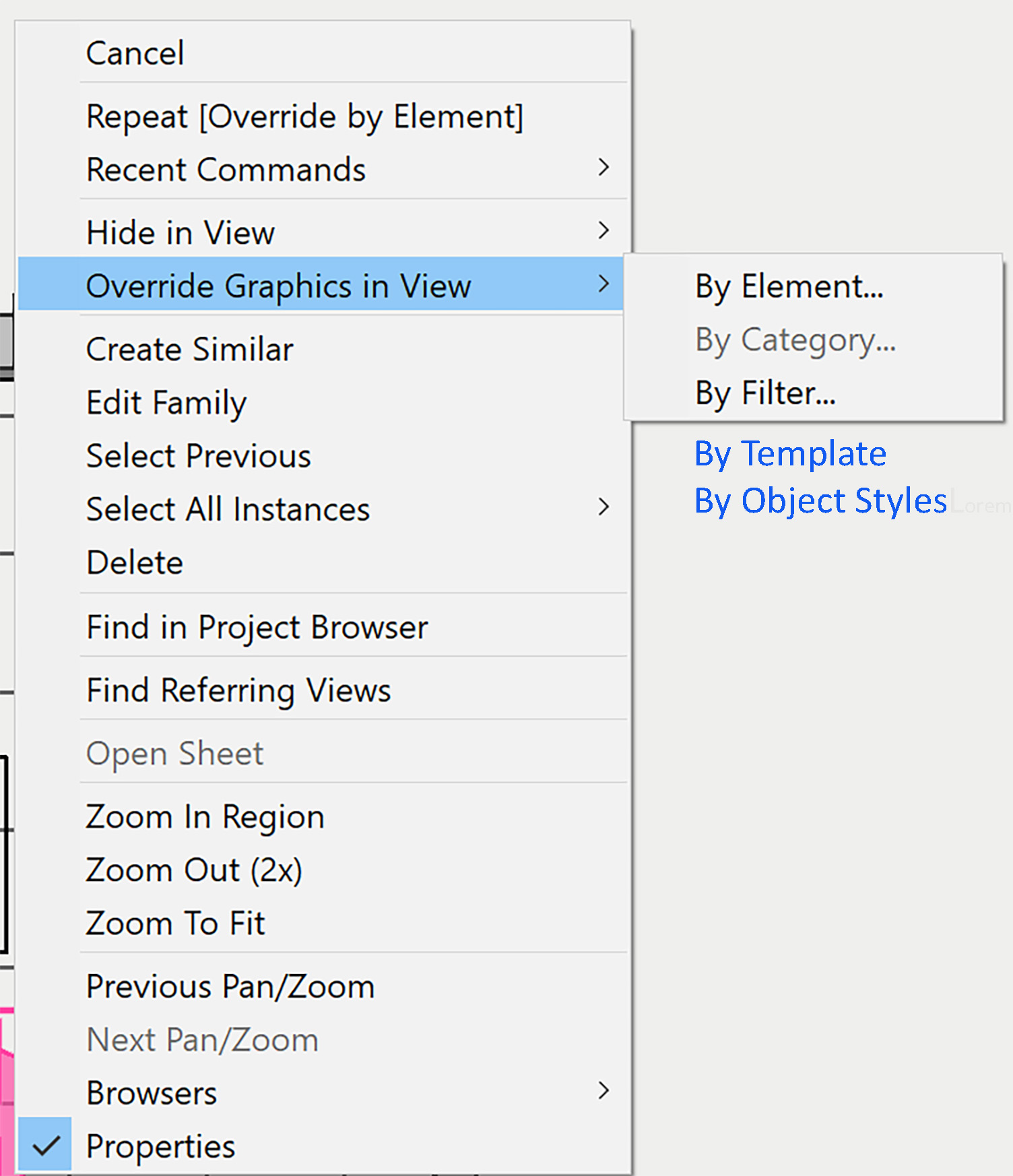 Graphics override in view to include overrides for ... Templates and ...