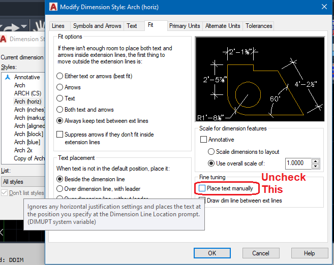 centered dimension text - Autodesk Community