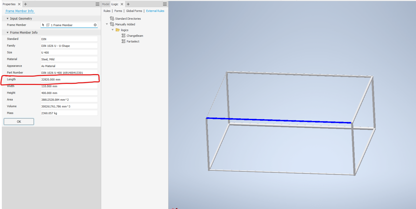 Solved Ilogic Code To Pull Length Data Autodesk Community