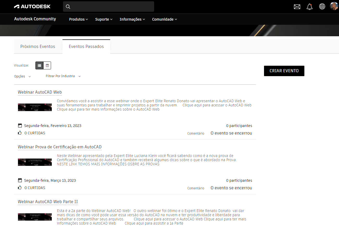 Nova pagina de eventos da Autodesk Community - Autodesk Community