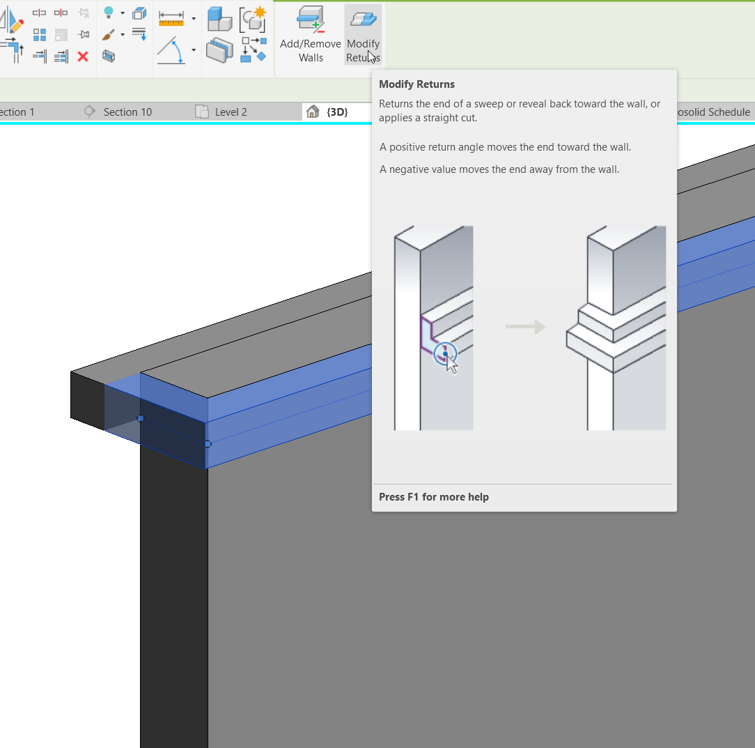 Solved: Wall sweep: Cannot select sweep end to modify return - Autodesk Community