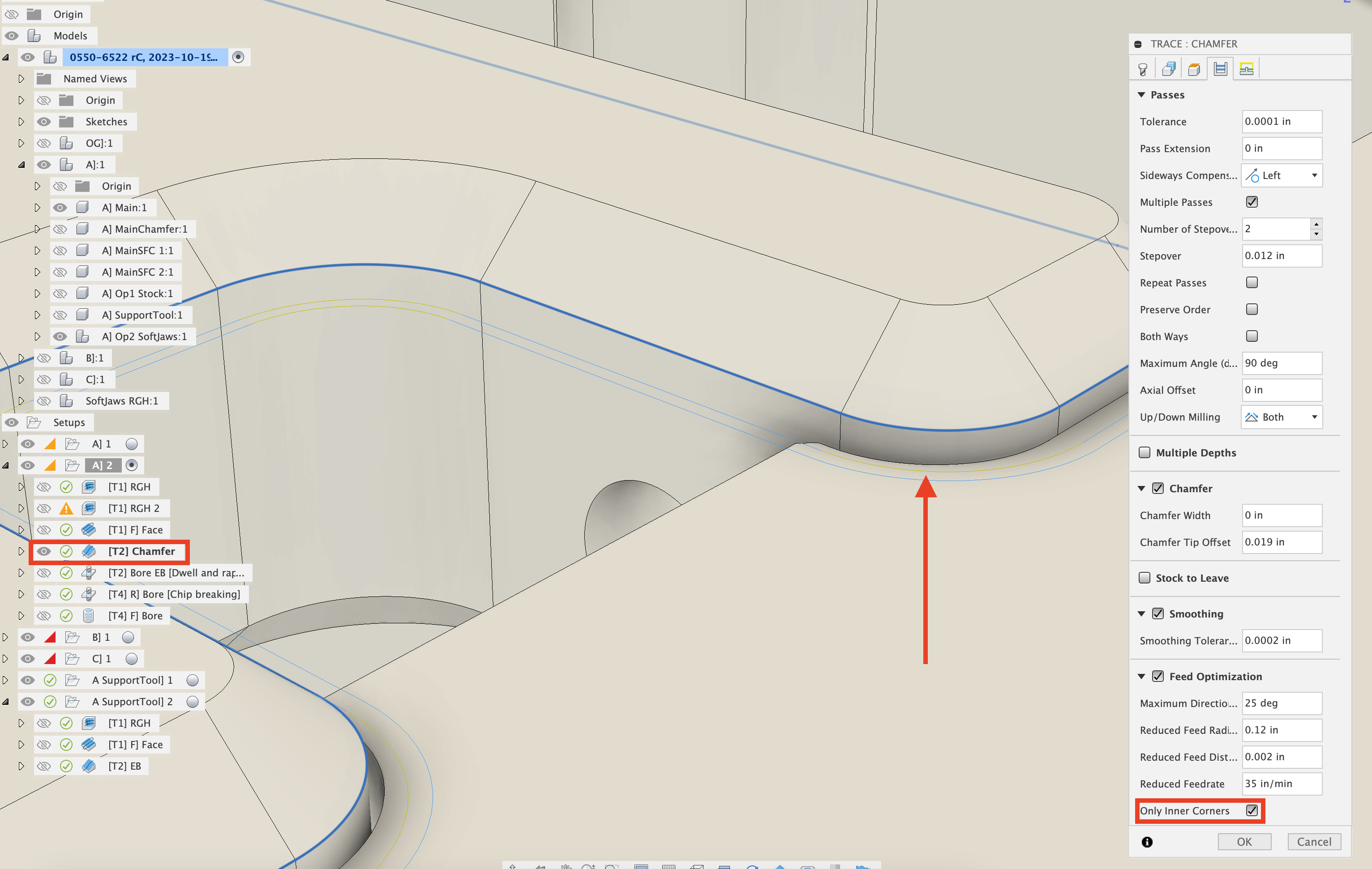 Solved: Feed optimization: "Only Inner Corners" still not working - Autodesk Community
