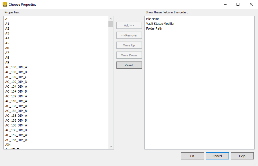 Remove Disabled Properties from Selection in Inventor-Vault Browser - Autodesk Community