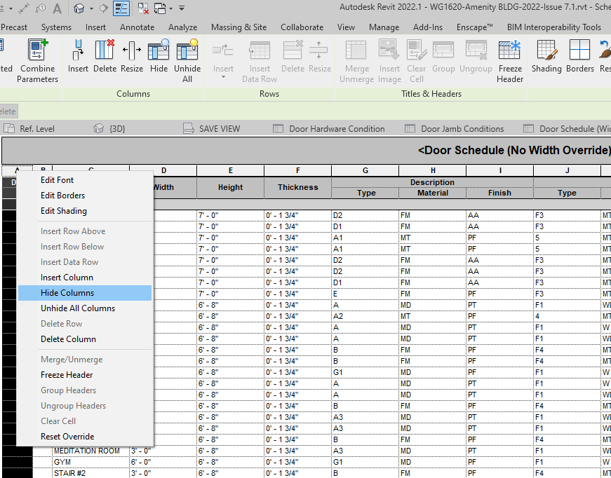 Solved: Can't hide first column in my schedule? - Autodesk Community