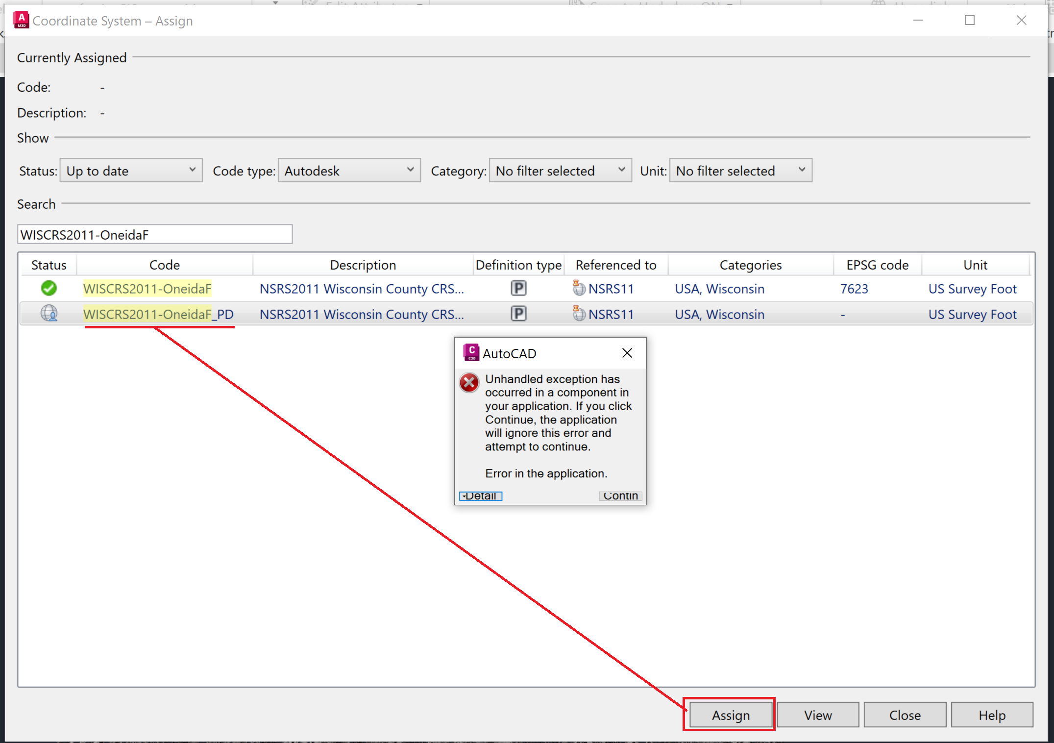 Inserting Point Cloud into Custom Projection Drawing causes Fatal Error - Autodesk Community