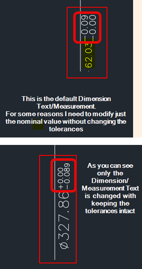I want to override the dimension Text with keeping the tolerances as it ...