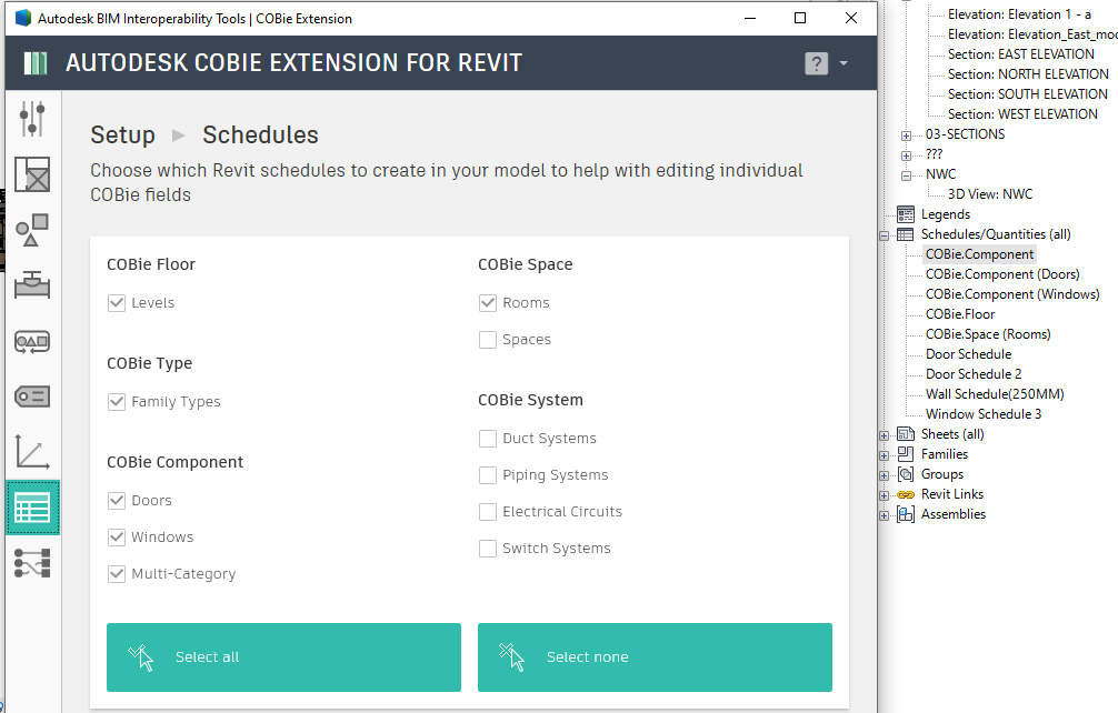 COBie.Type schedule is not be created, even though the parameters are created - Autodesk Community