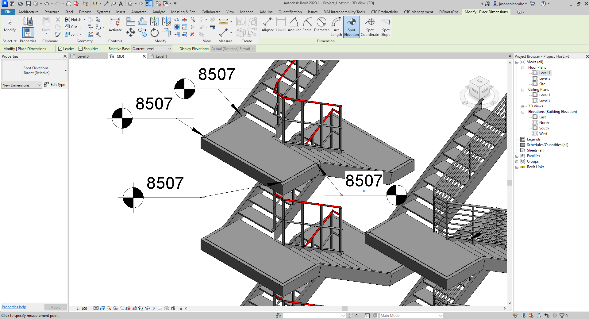 Stairs - Spot Elevation doesn't work in Linked Models - Autodesk Community