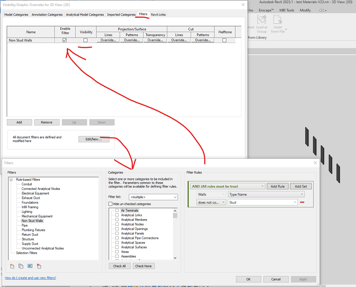 Show only specified wall from linked files in hosted view - Autodesk Community
