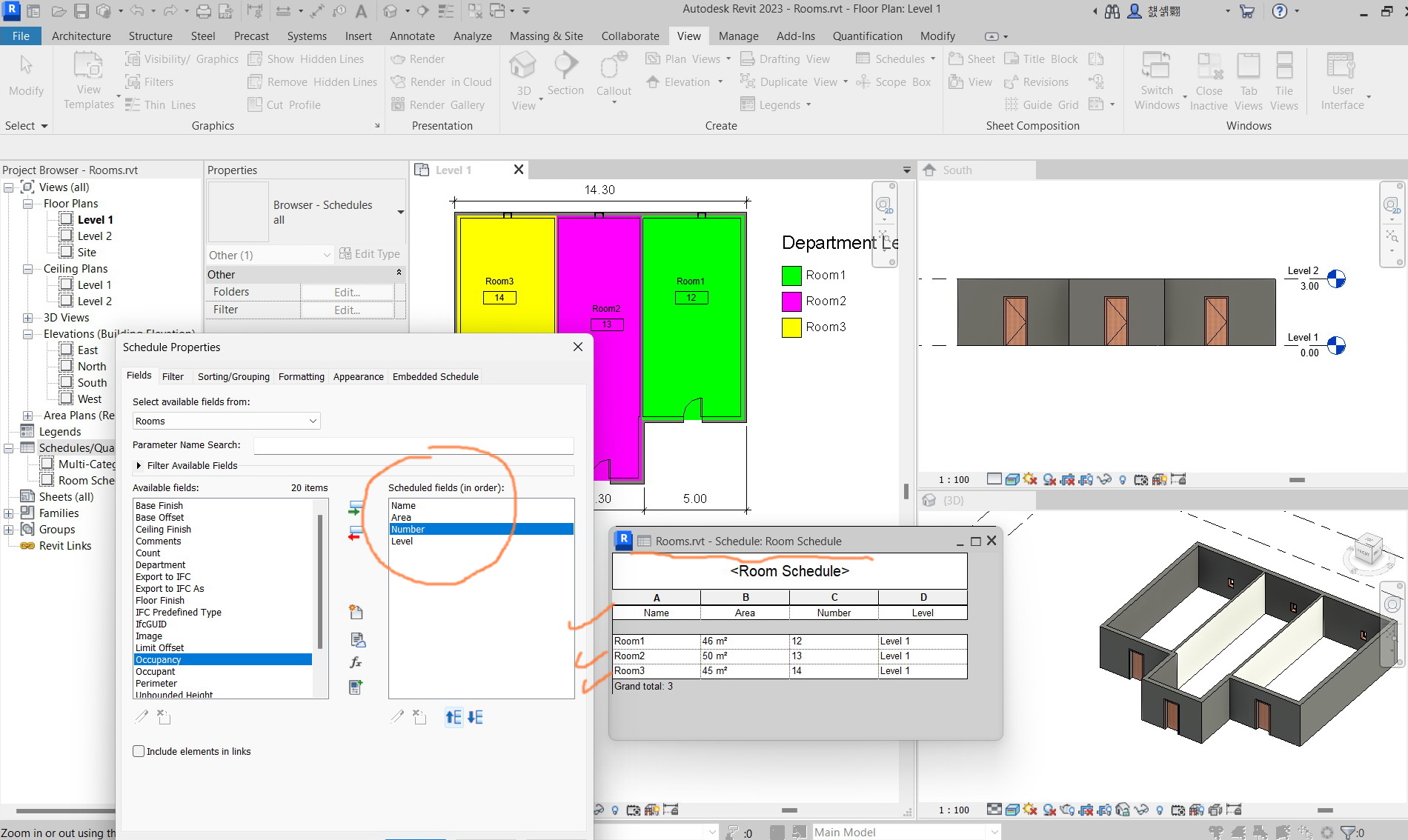 Revit 2023: How the rooms (stores) can be displayed as records in in ...