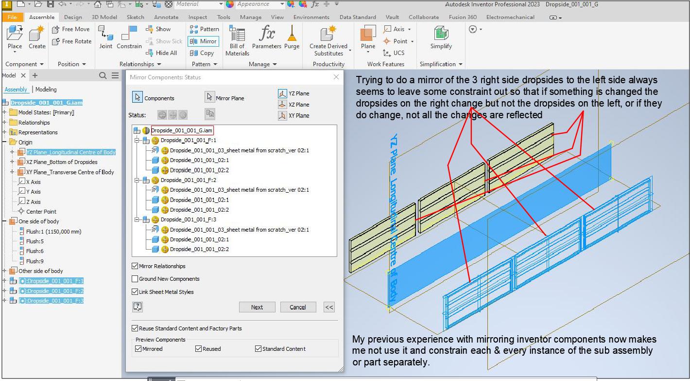 Mirror components loses constraints 1 - Autodesk Community