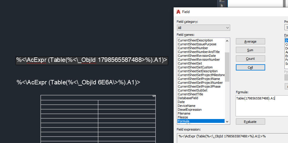 Solved: Trying to write a function that will reference to a cell in a table - Autodesk Community