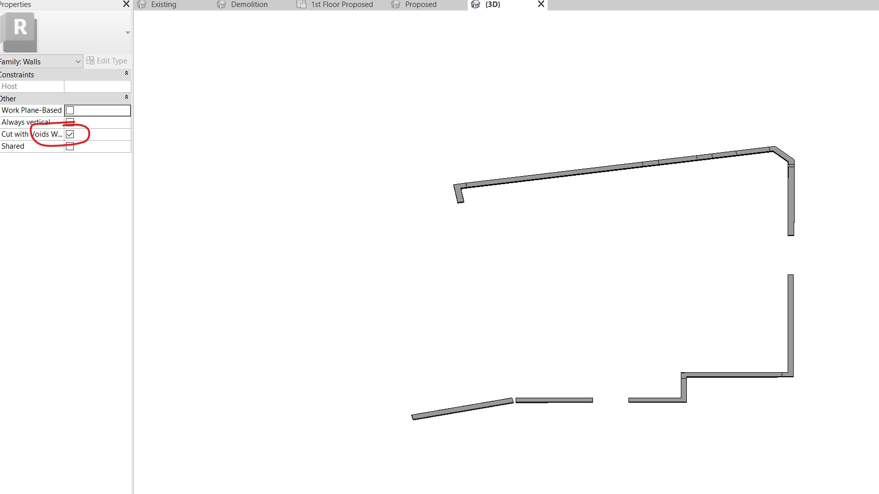 Solved: Demolition of parts of a wall modelled as loadable family ...