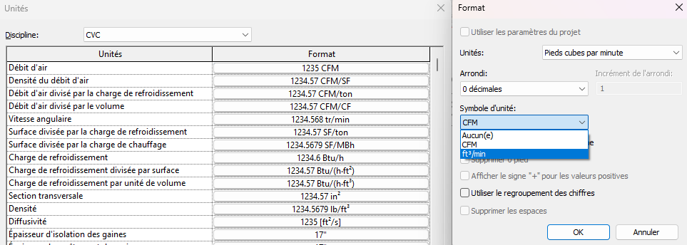 How to change air flow unit from pi3/min to CFM - Autodesk Community