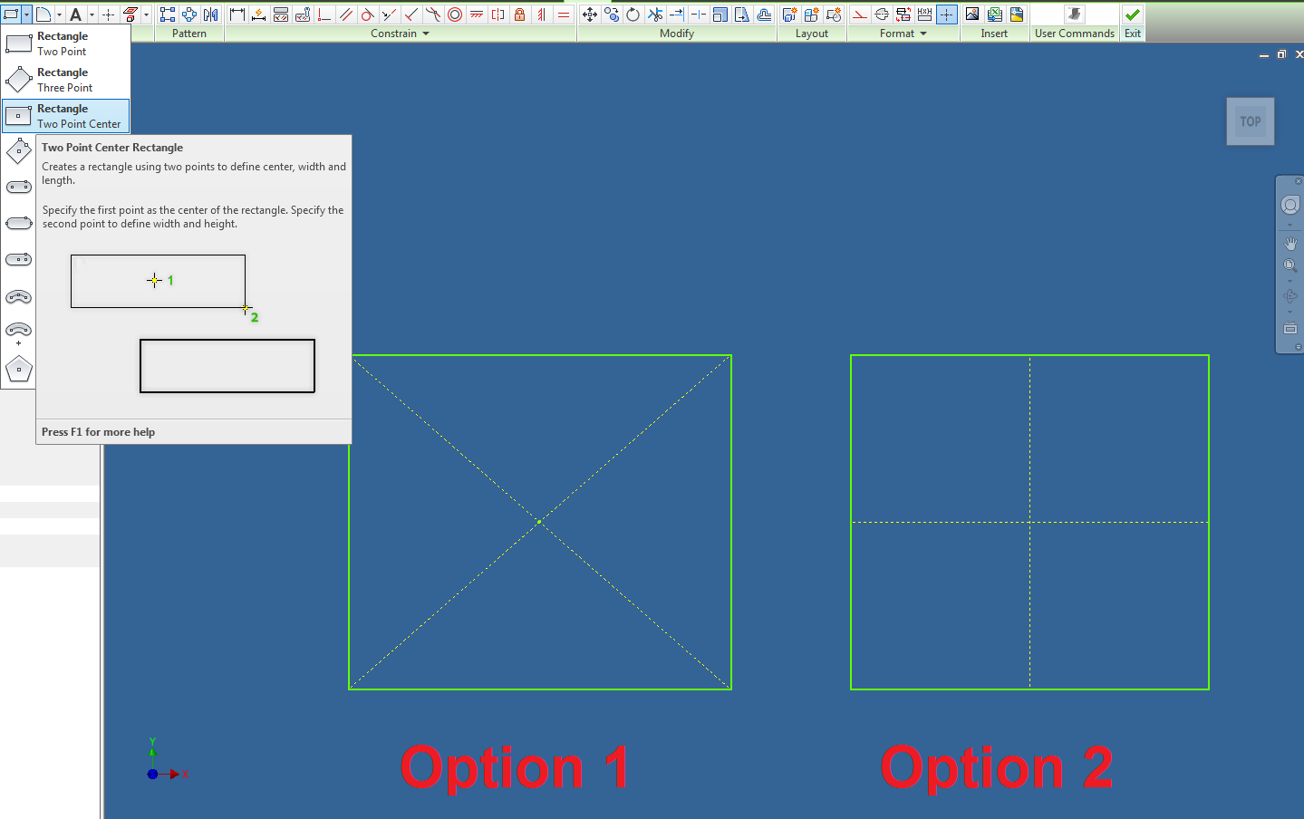 two point center rectangle style - Autodesk Community