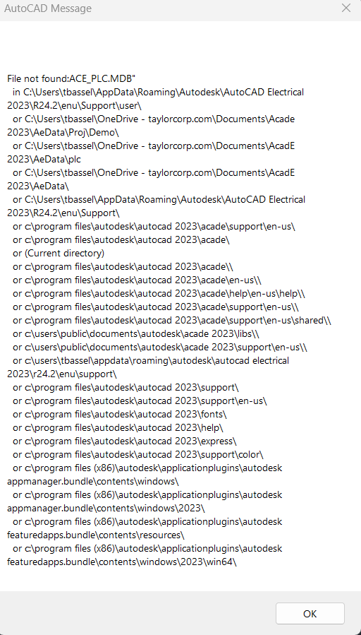 Solved: ACE_PLC.MDB File Missing - Autodesk Community