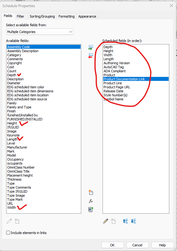 Built-in parameters are not showing on schedule - Autodesk Community