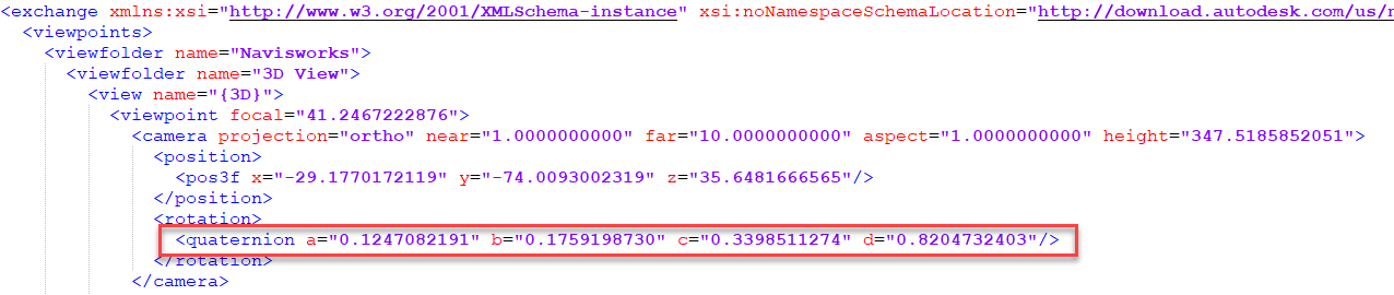 Not able to find Viewpoint camera position (Look At) in exported XML ...