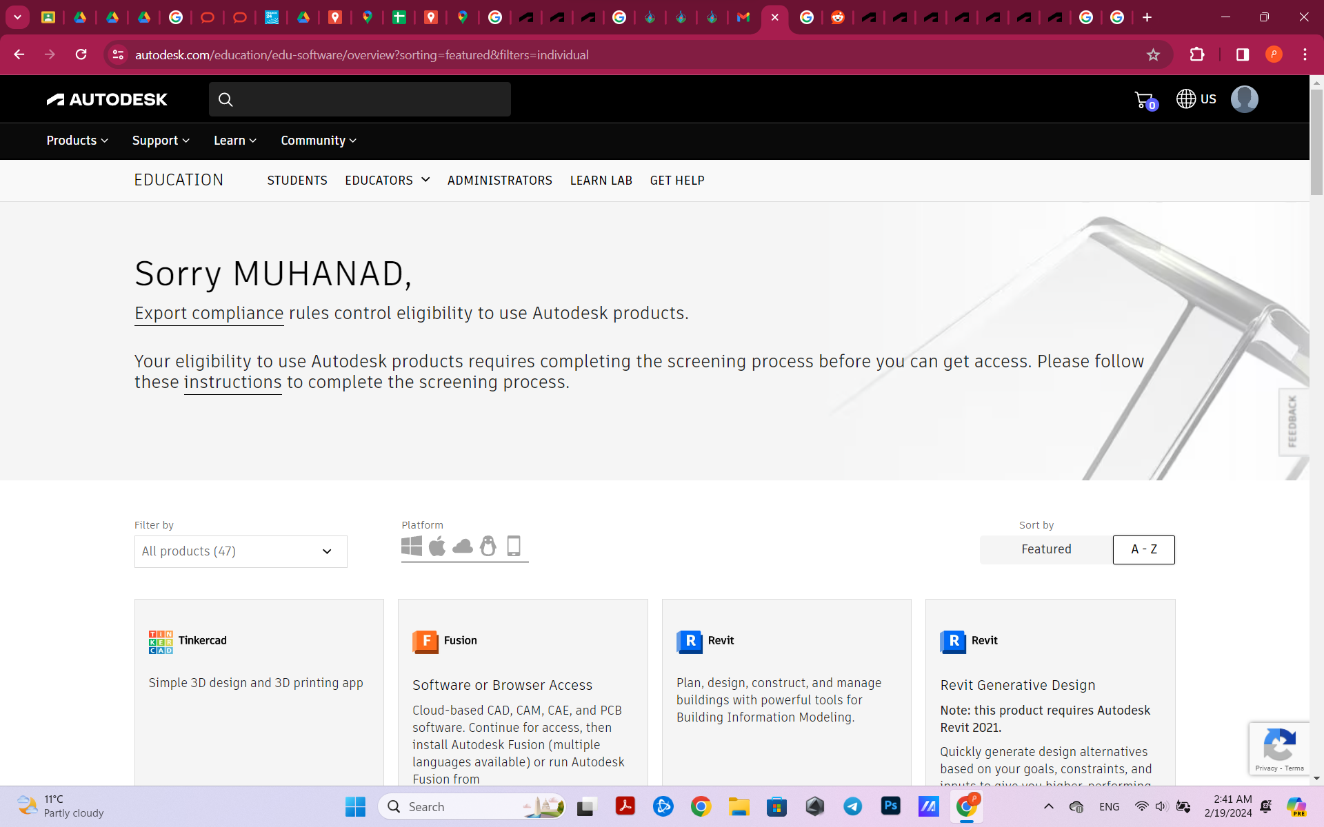 Solved: HOW CAN I Complete Export Screening Process - Autodesk Community