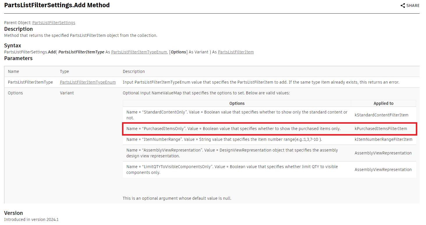 Ilogic Code Parts List Filter Options Variant Autodesk Community 